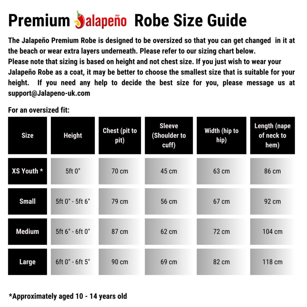 Size Charts - Jalapeño Warmwear
